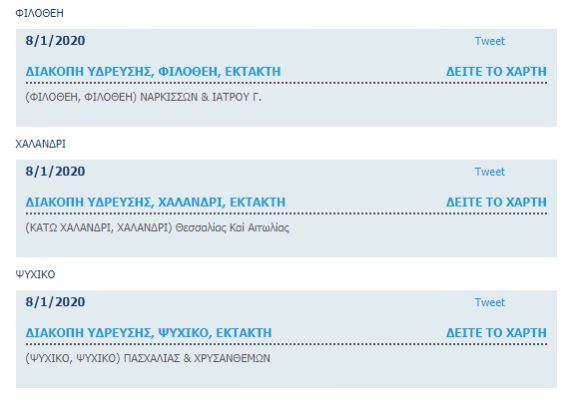 Διακοπή νερού: Αυτές είναι οι περιοχές που θα έχουν σήμερα διακοπή